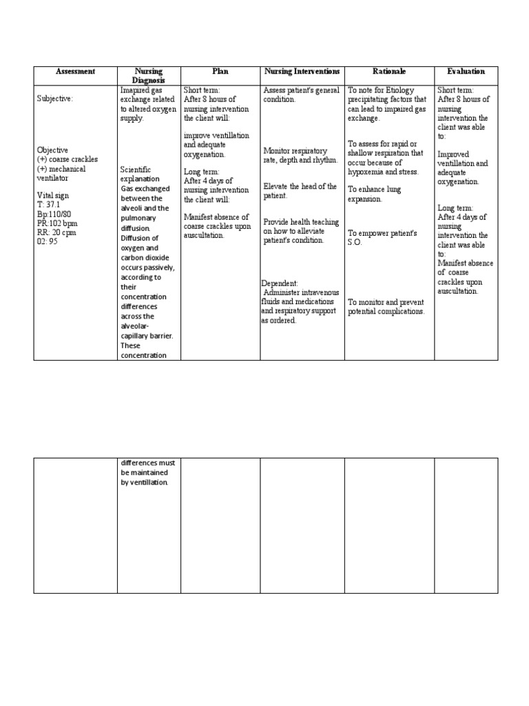 NCP Impaired Gas Exchange | PDF | Respiratory System | Breathing