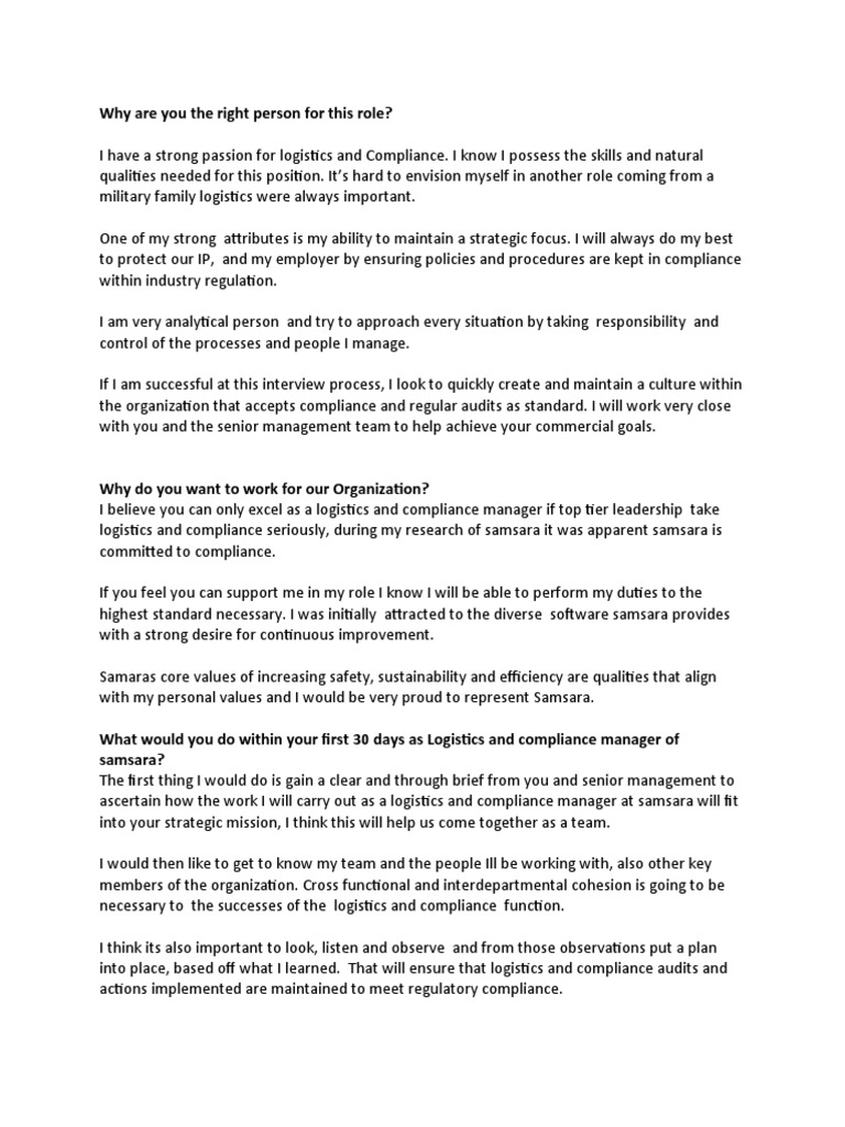 Interview Prep | PDF | Regulatory Compliance | Logistics