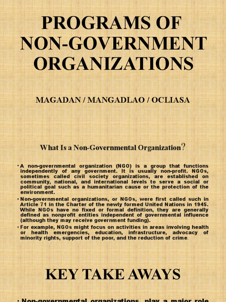 Programs of Non-Government Organizations | PDF | Non Governmental ...