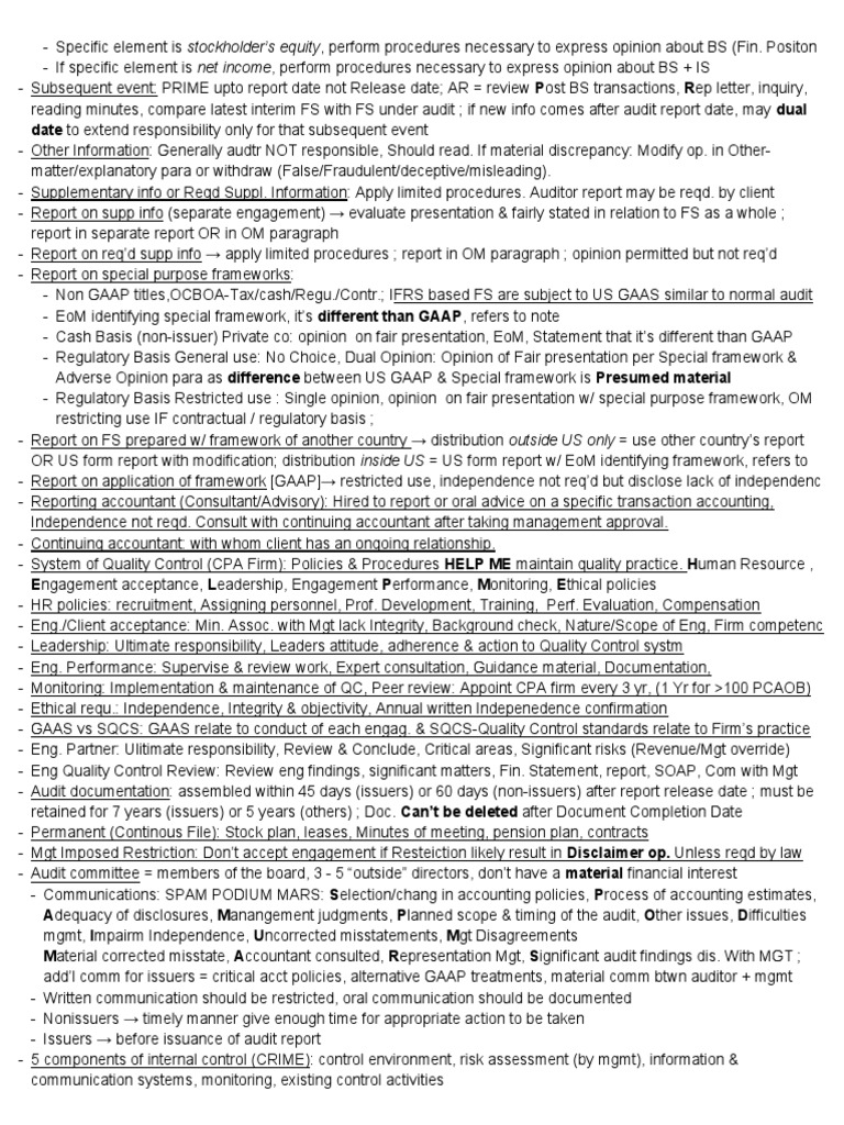 Auditing Summary Notes Chapter 1 | PDF | Auditor's Report | Accounting