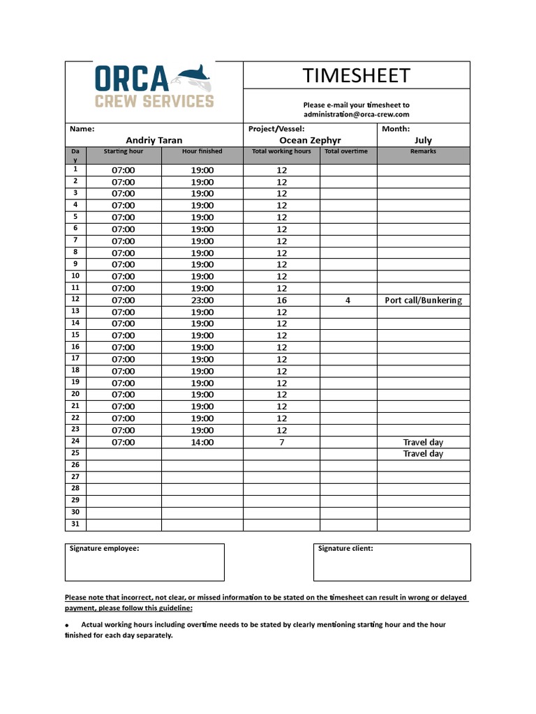 TIMESHEET | PDF | Industrial Relations | Working Conditions