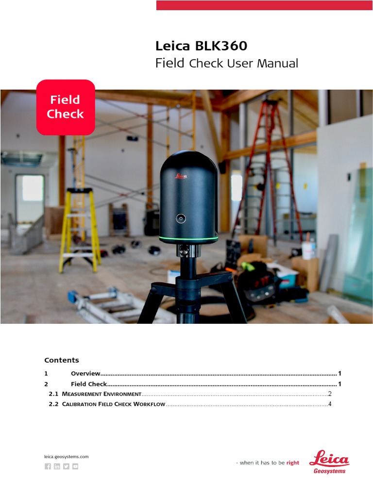 Leica BLK360 - Field Check User Manual v1.0.0 | PDF | Calibration ...
