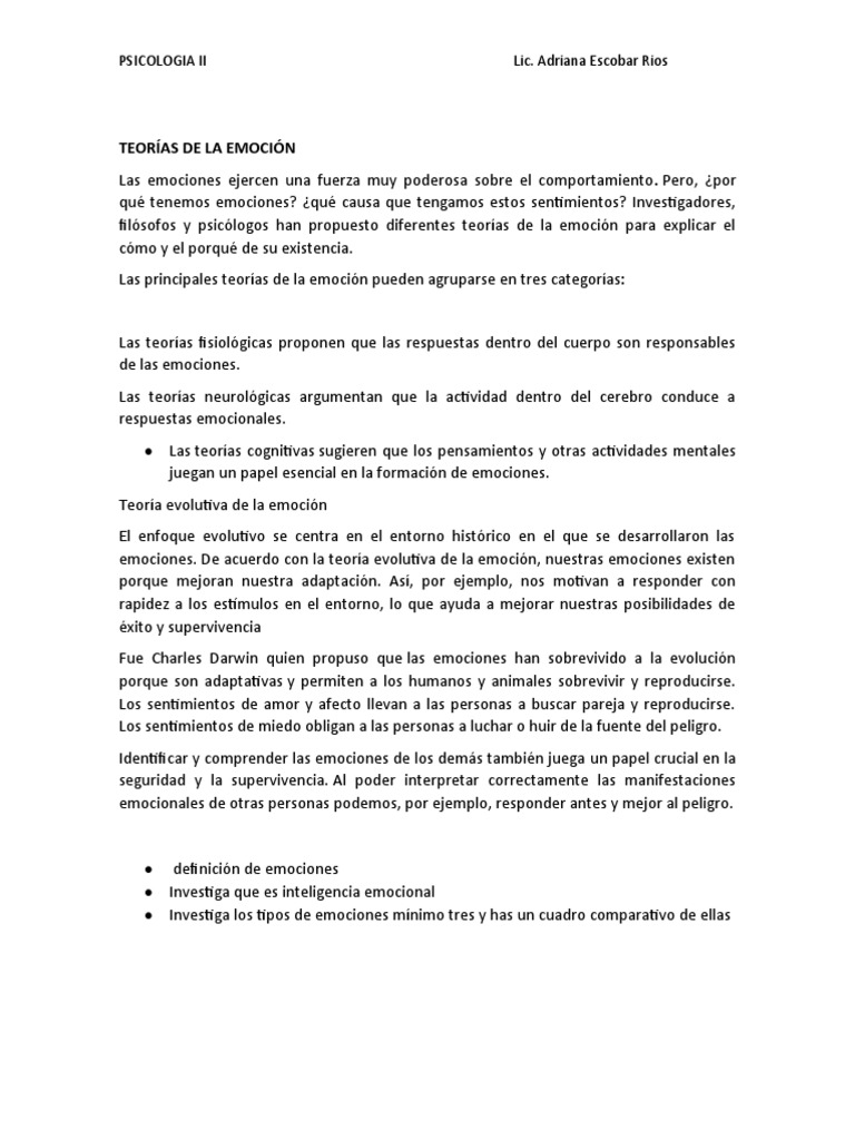 Teoria De Las Emociones Pdf