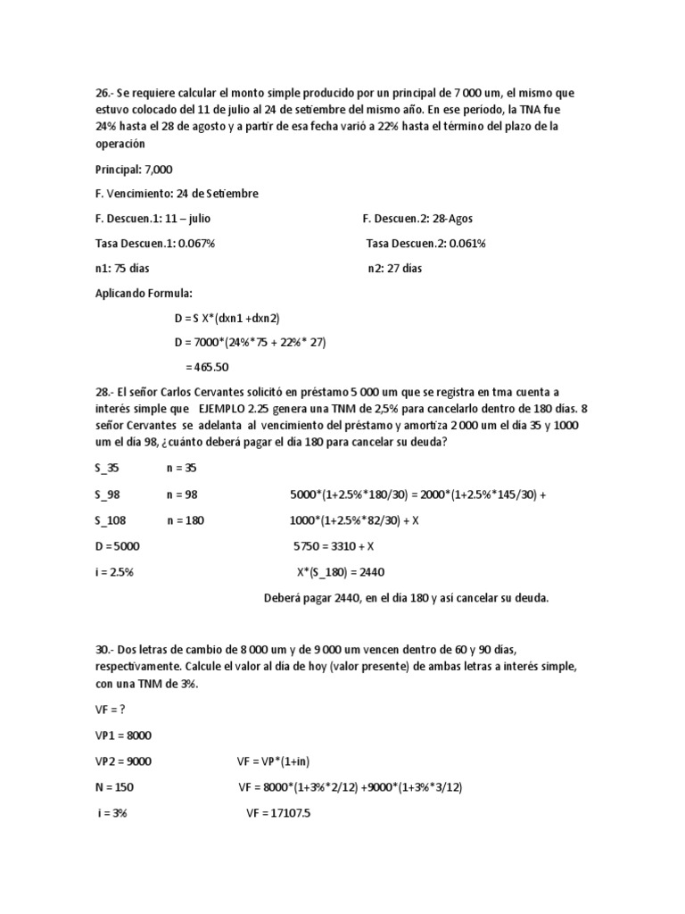 Cálculo de Intereses Simples y Deudas | PDF