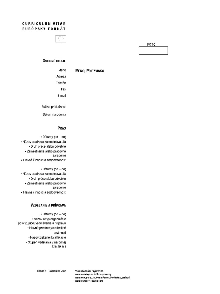 Zivotopis Vzor | PDF