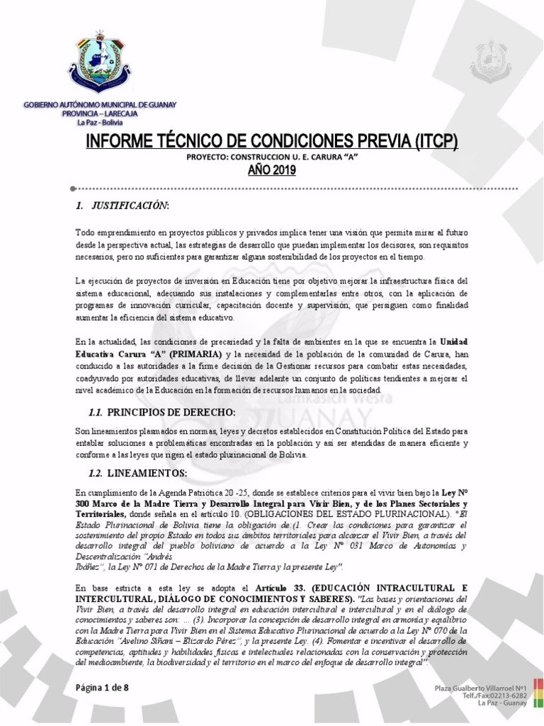 Informe de Condiciones Previas | PDF | Entorno natural | Estado (política)
