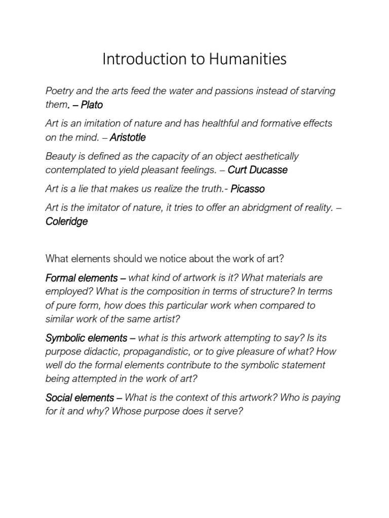 Introduction To Humanities Summary | PDF | Paintings | Drawing