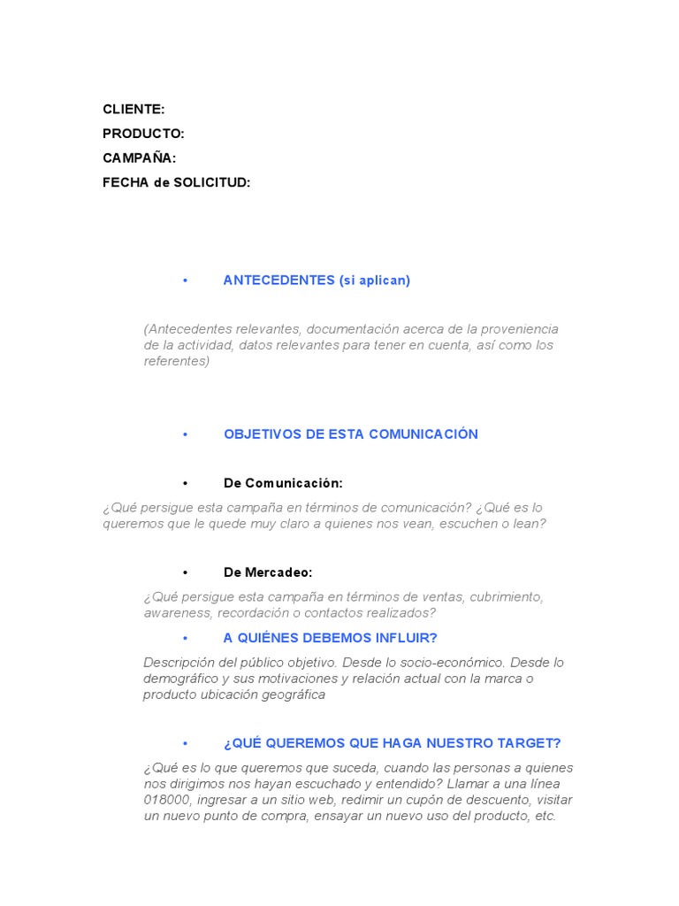 Formato de Brief Creativo | PDF