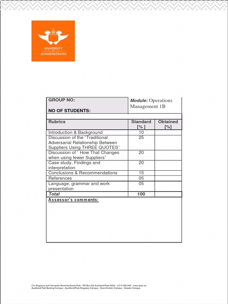 Assignment Rubric Pdf
