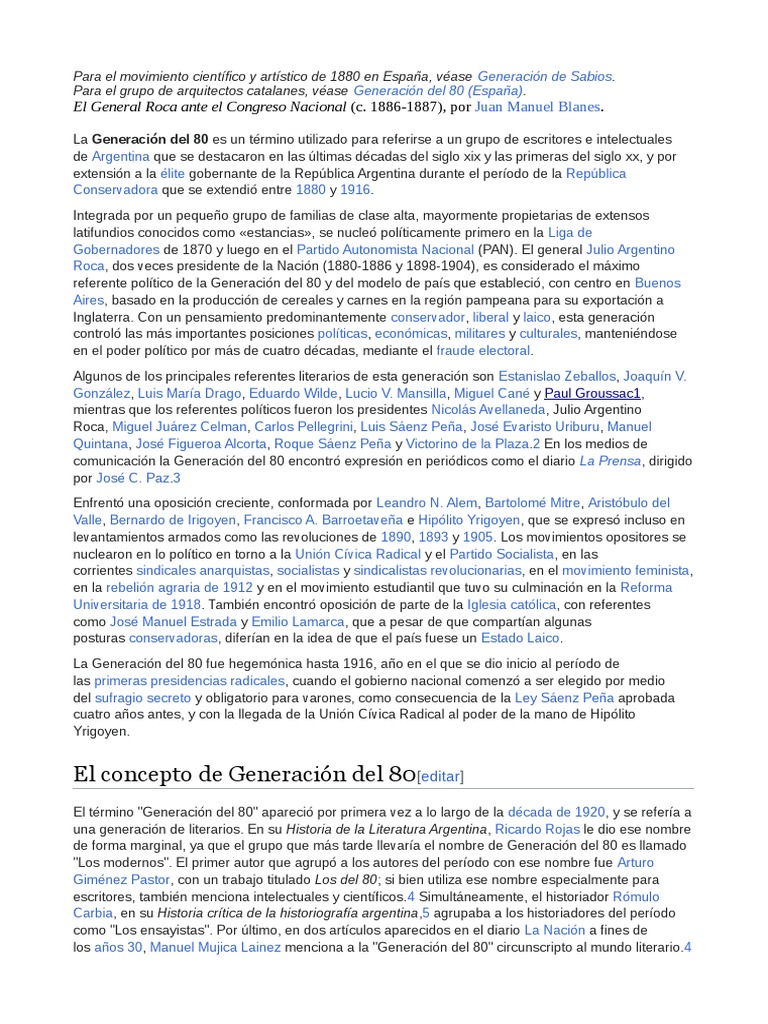 La Generación del 80 en Argentina | PDF | Argentina
