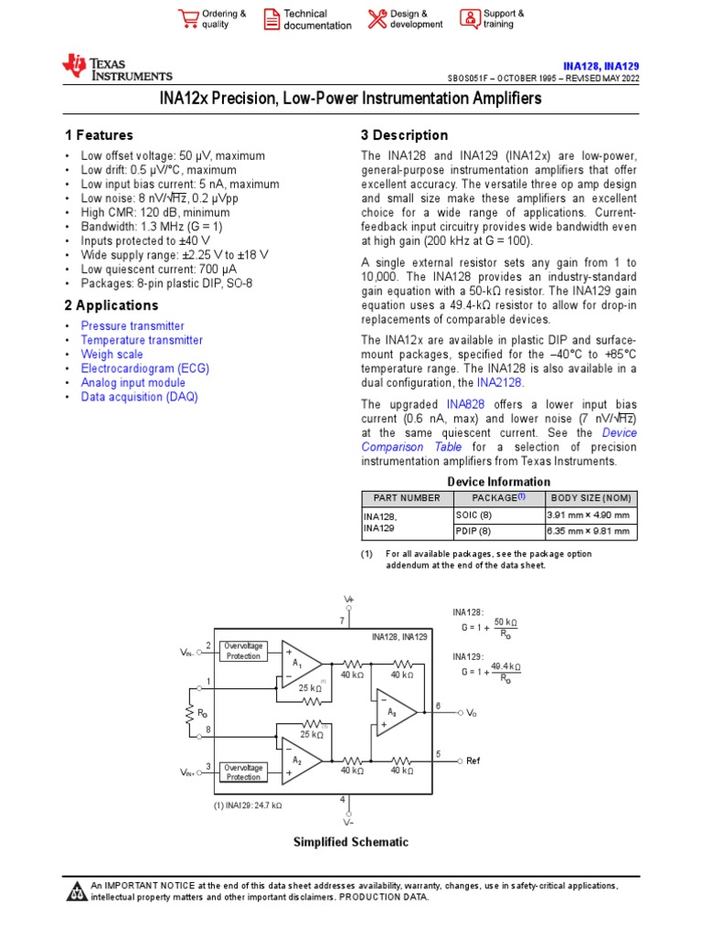 Ina 129 | PDF | Amplifier | Electrostatic Discharge