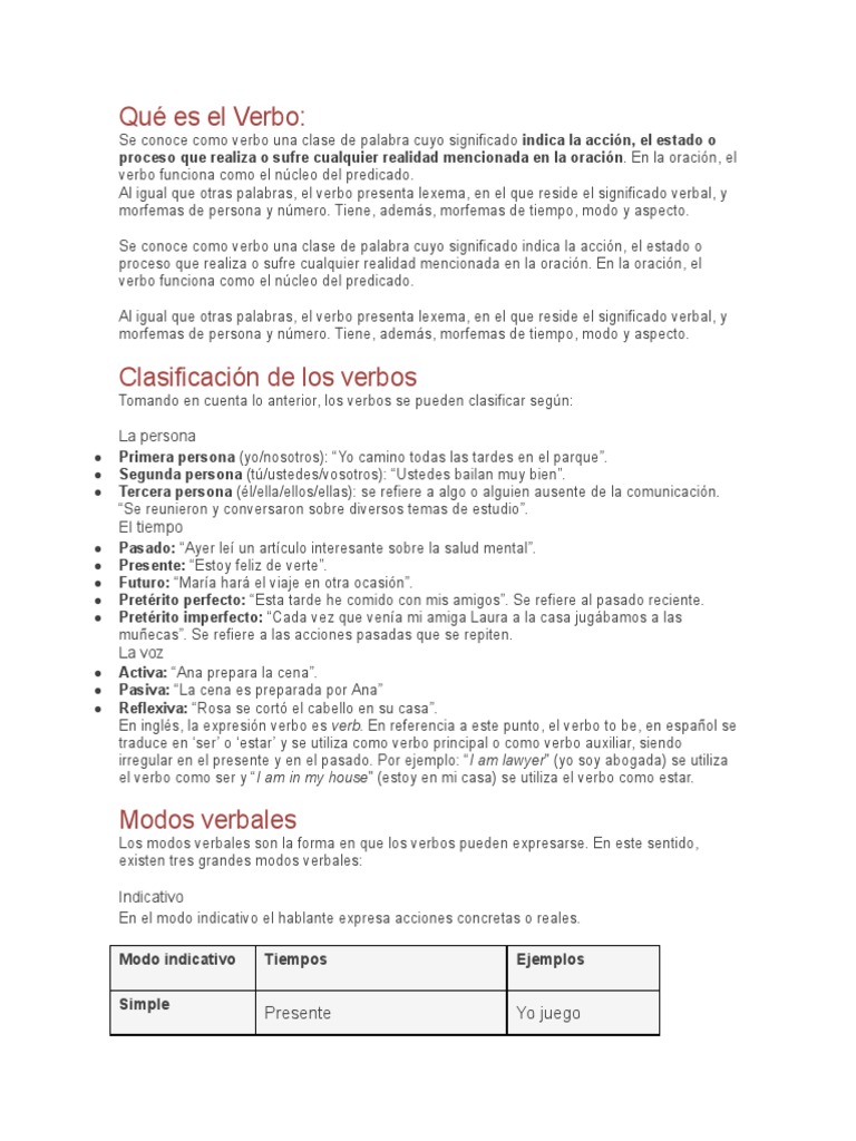 Qué Es El Verbo | PDF | Verbo | Conjugación gramatical
