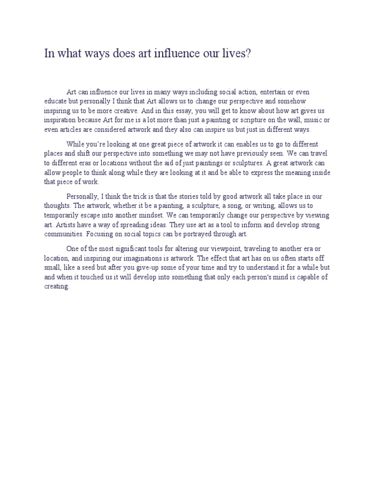 In What Ways Does Art Influence Our Lives | PDF