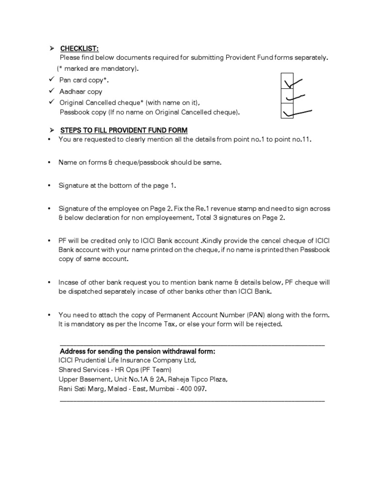 PF - Withdrawal - Form - Exit Employee (Revised) | PDF | Cheque ...