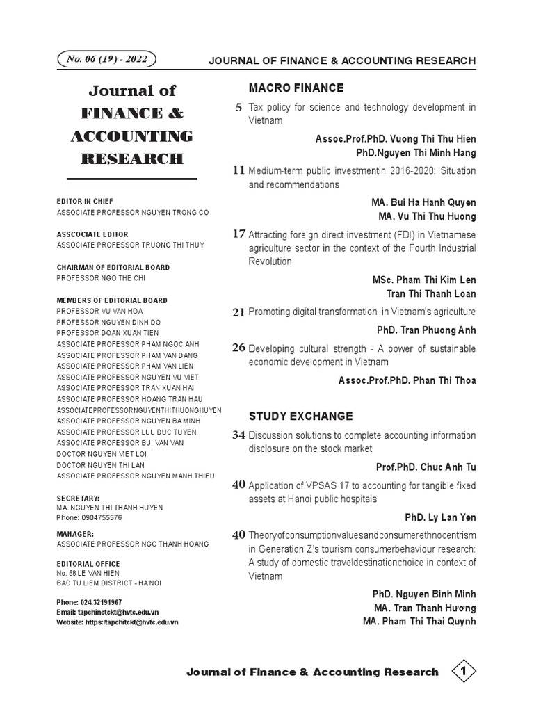 Journal of Finance and Accounting Research | PDF | Taxes | Taxation In ...