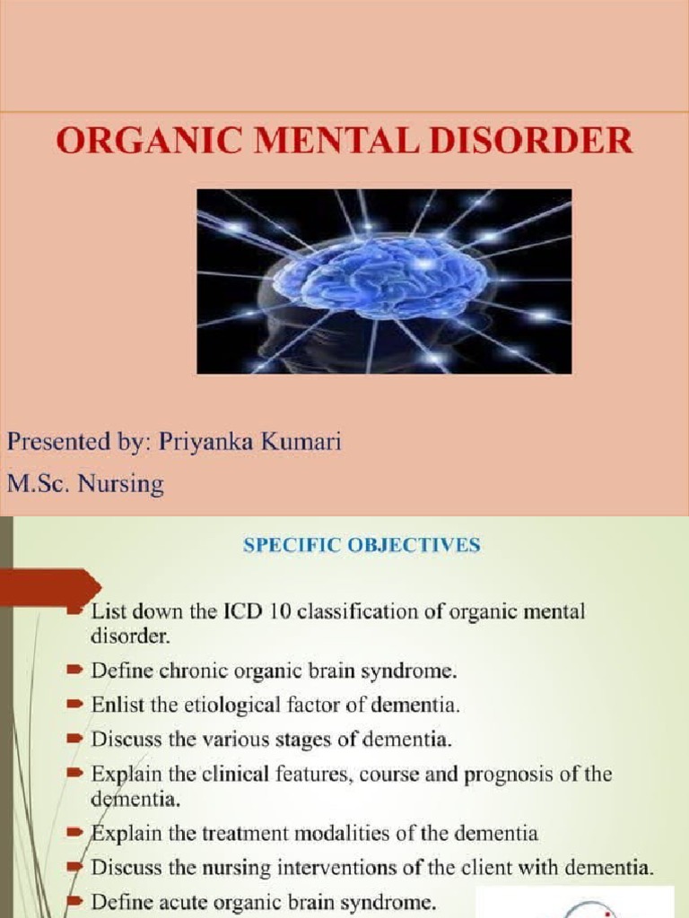Organic Mental Disorders | PDF