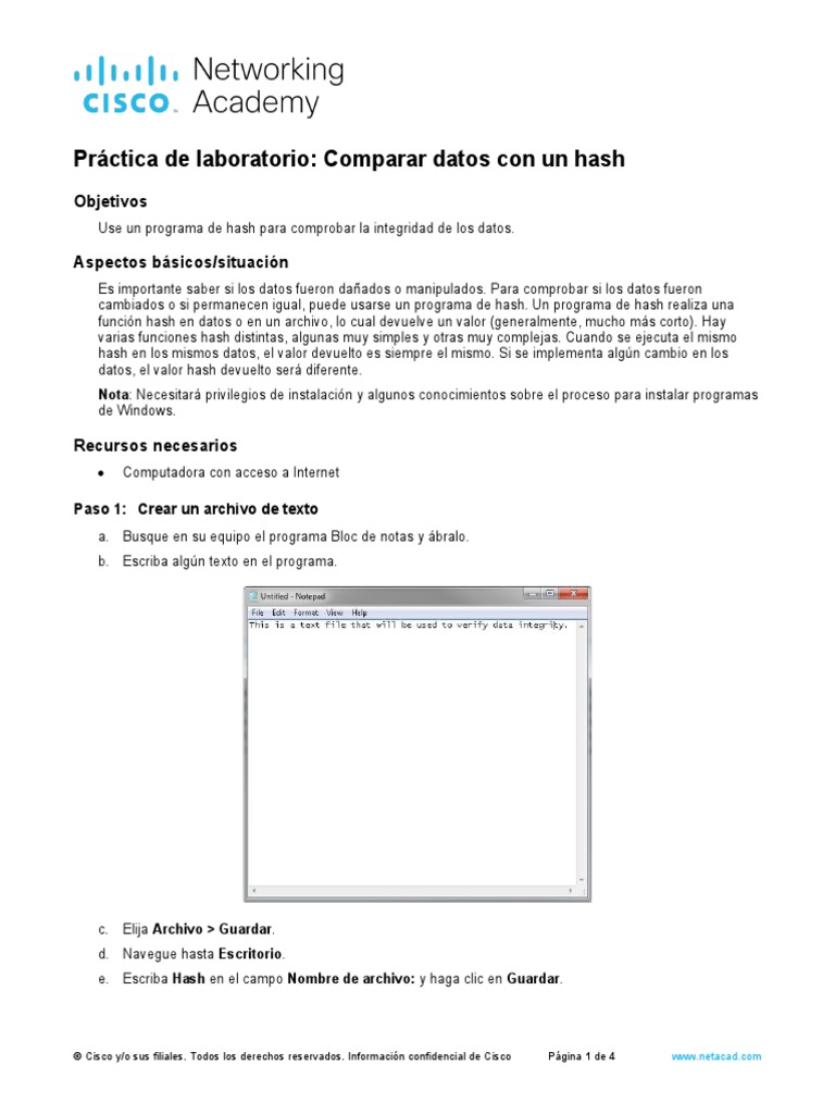 1.2.1.3 Lab - Compare Data With A Hash | PDF | Clave (criptografía) | Ciencias de la Computación