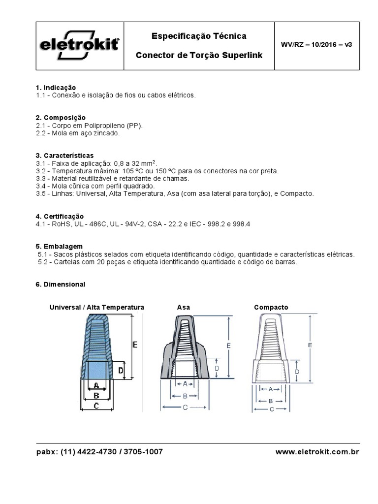Conector de Torção Superlink UL 486C | PDF | Ciências e Matemática