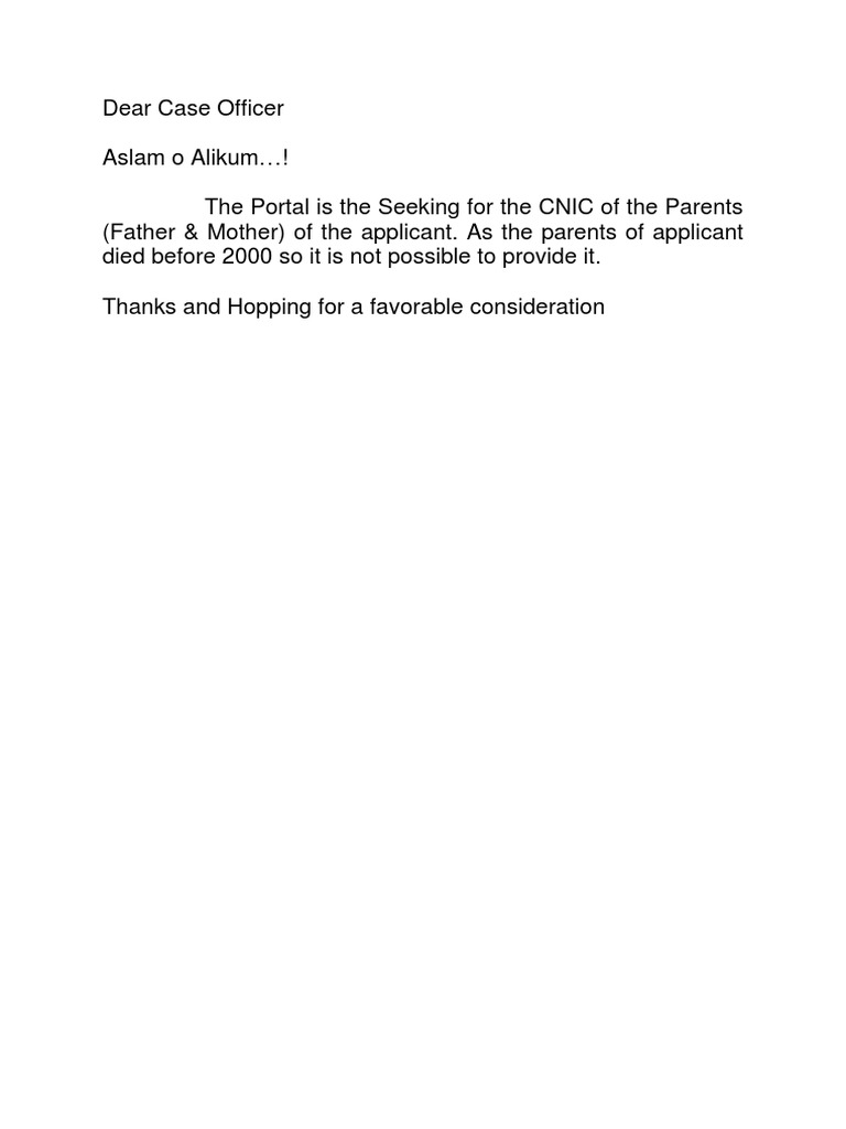 Dear Case Officer | PDF