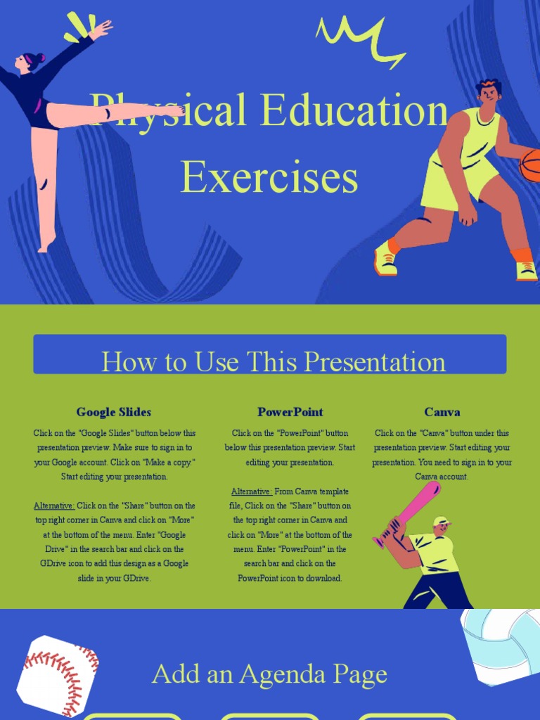 Blue and Lime Green Illustrative Physical Education Exercises For ...