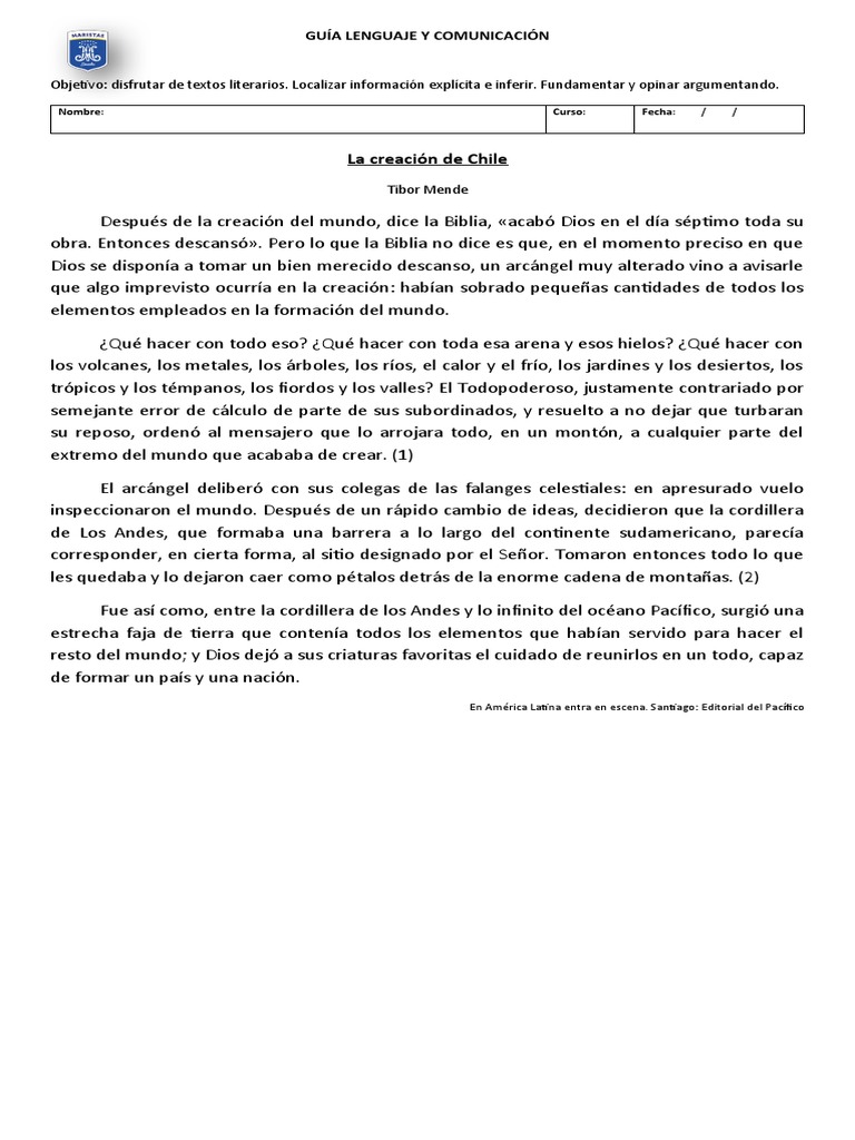Guía Mito Creación de | PDF | Ciencias sociales | Ciencia y matemáticas
