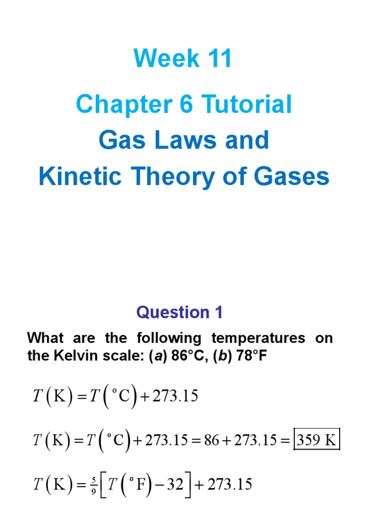 Tutorial Chapter 6 Part 1 | PDF | Gases | Temperature