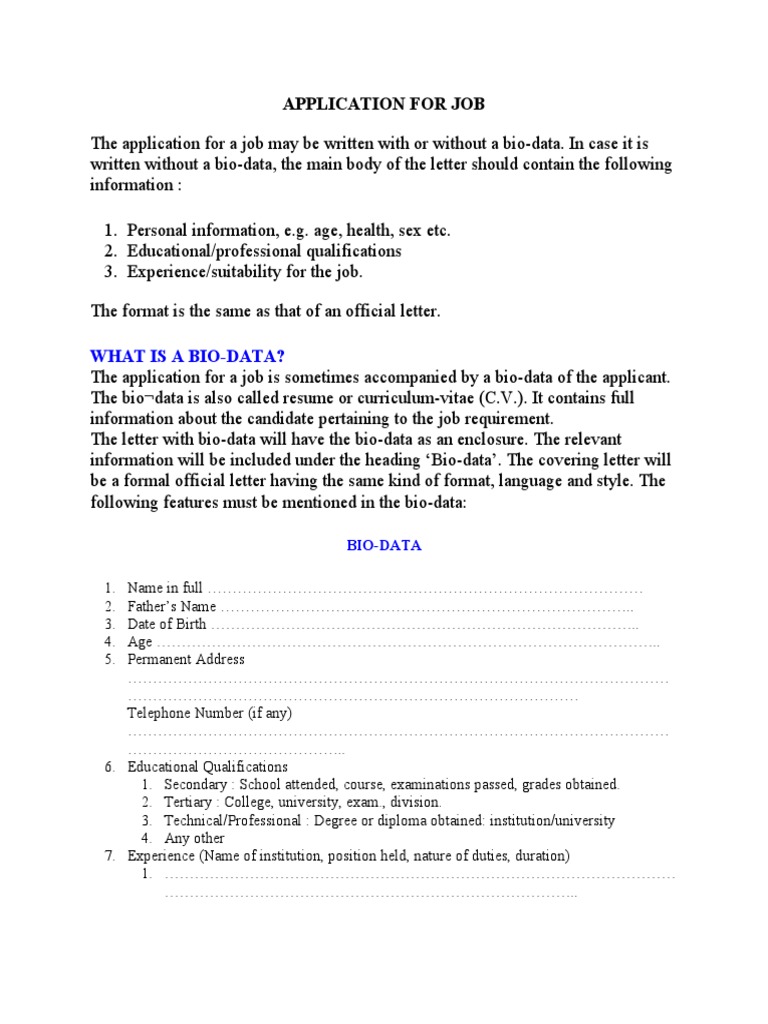 Application For Job | PDF | Educational Stages | Qualifications