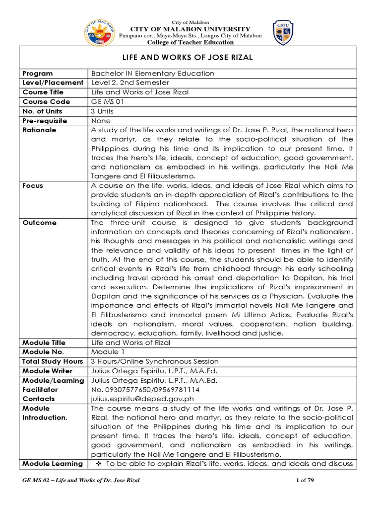 RIZAL Module 1 | PDF | Philippines