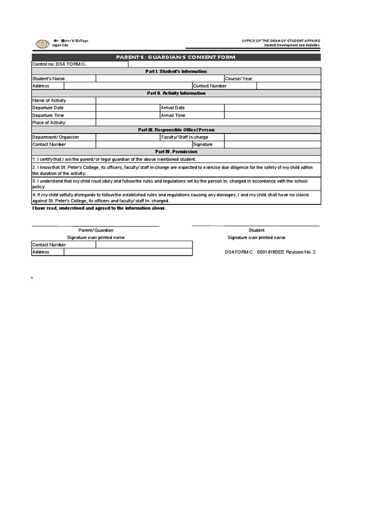 DSA FORM C Parents Consent | PDF