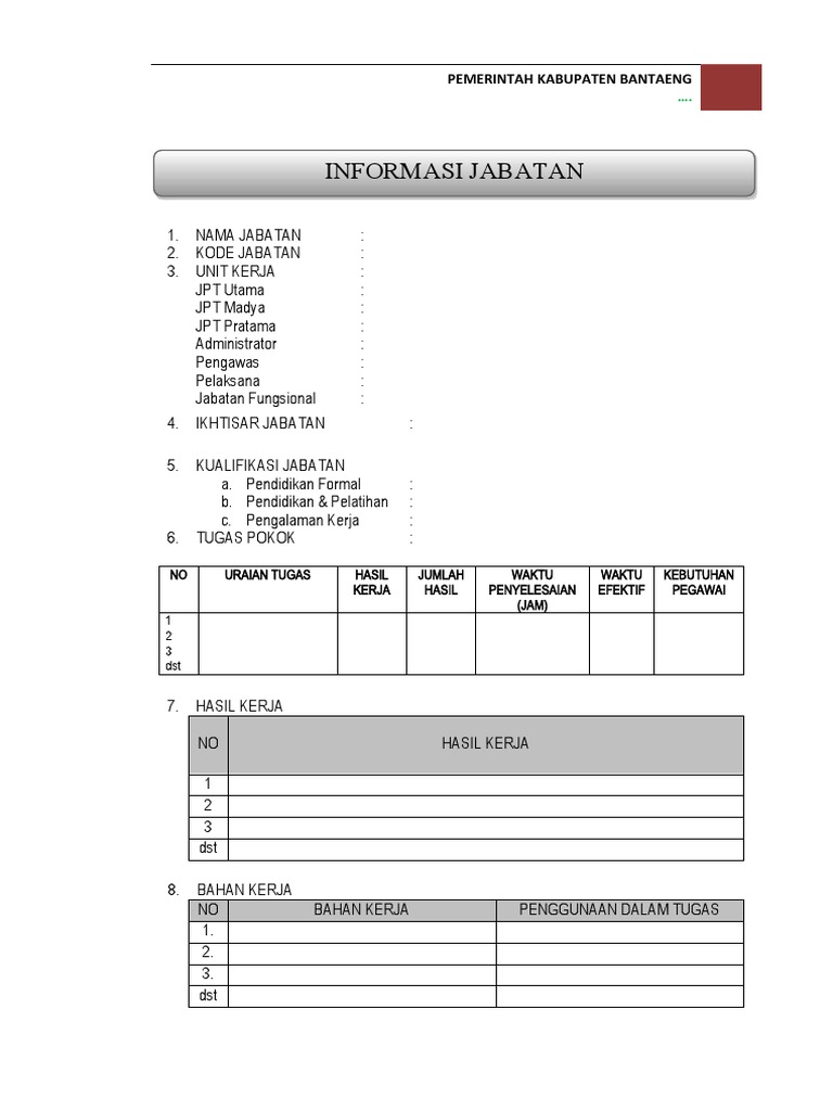 Form Kosong Anjab-Abk | PDF