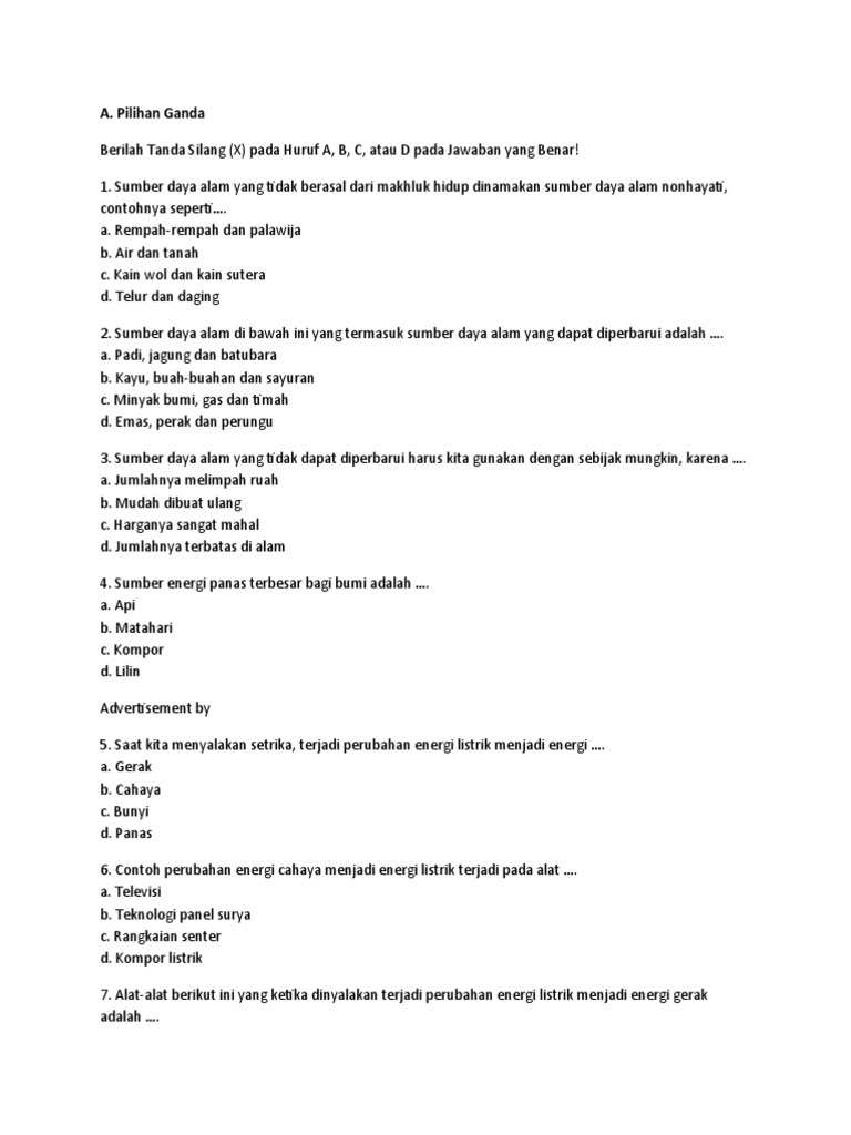 Soal Kelas 4 Sub Tema 2 | PDF | Griya & Taman | Sains & Matematika