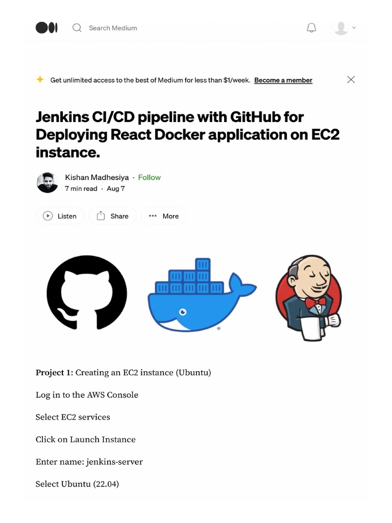 Jenkins Ci Cd Pipeline With Github For Deploying React Docker Application On Ec2 Instance Pdf