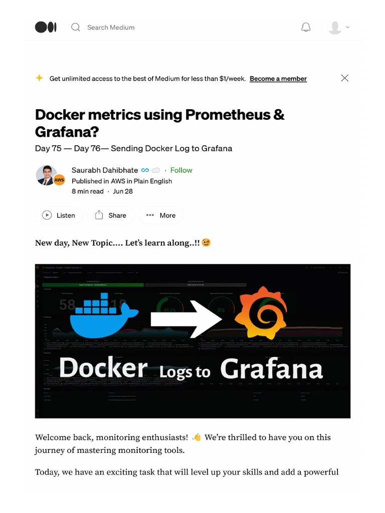 Docker Metrics Using Prometheus Grafana | PDF