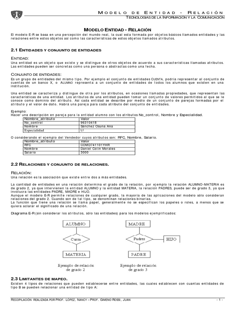 BDD - 2 - Modelo Entidad-Relacion | PDF