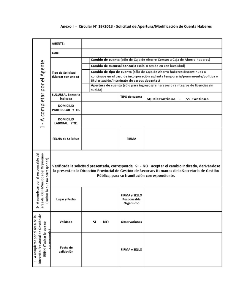 Formulario 19 Apertura Banco | PDF | Economias