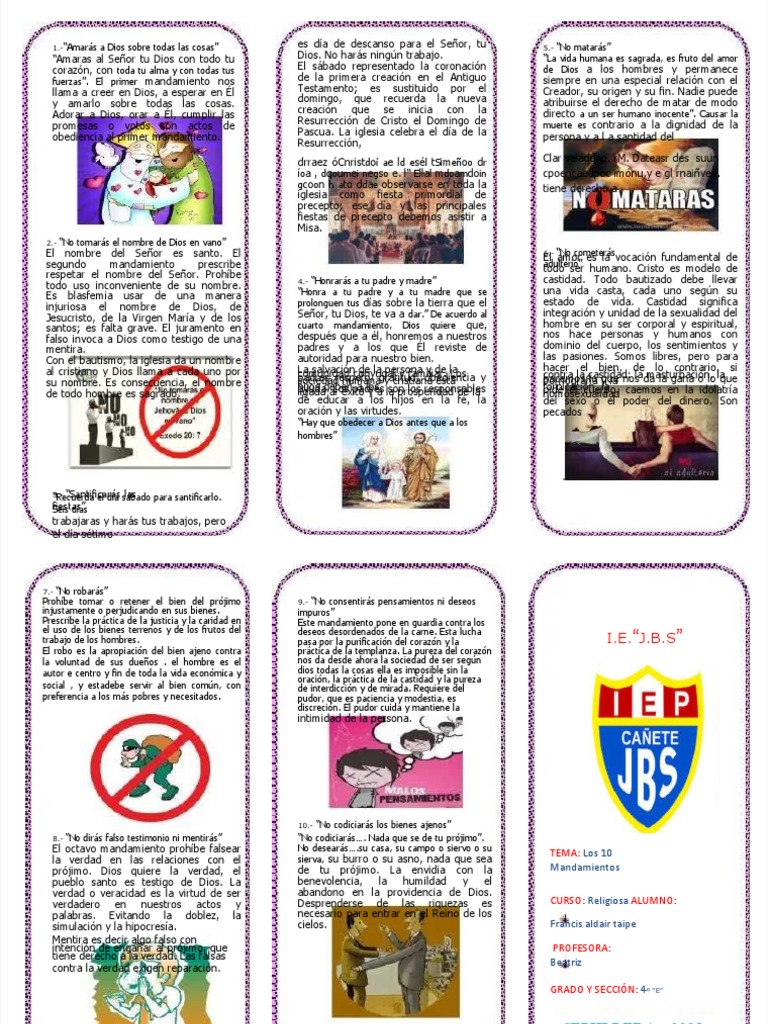Triptico-10-Mandamientos - Compress Ooo | PDF | Castidad | Creencia religiosa y doctrina