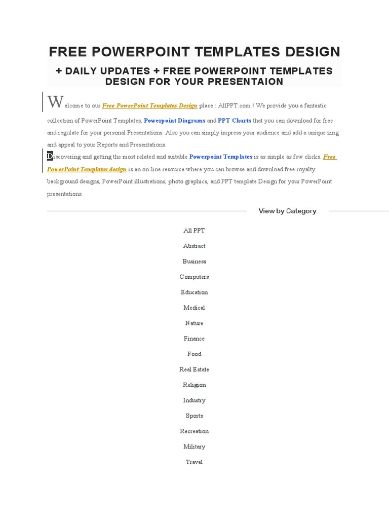 Free PowerPoint Templates & Charts | PDF