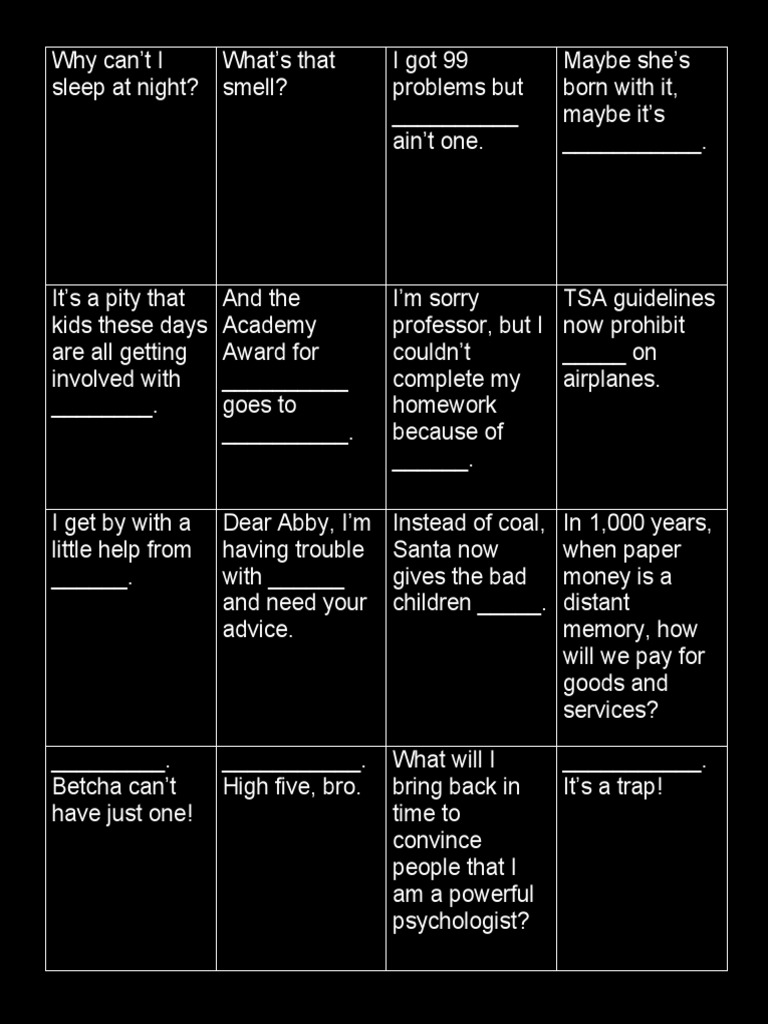 CAH Black Cards | PDF