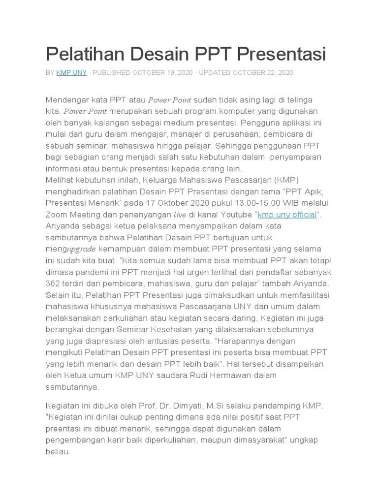 Pelatihan Desain PPT KMP UNY | PDF