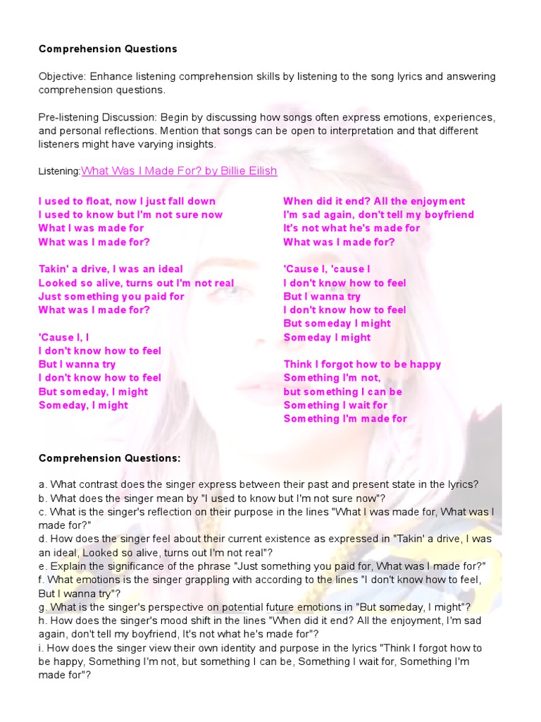 What Was I Made For - Exercises | PDF | Psychology | Cognition