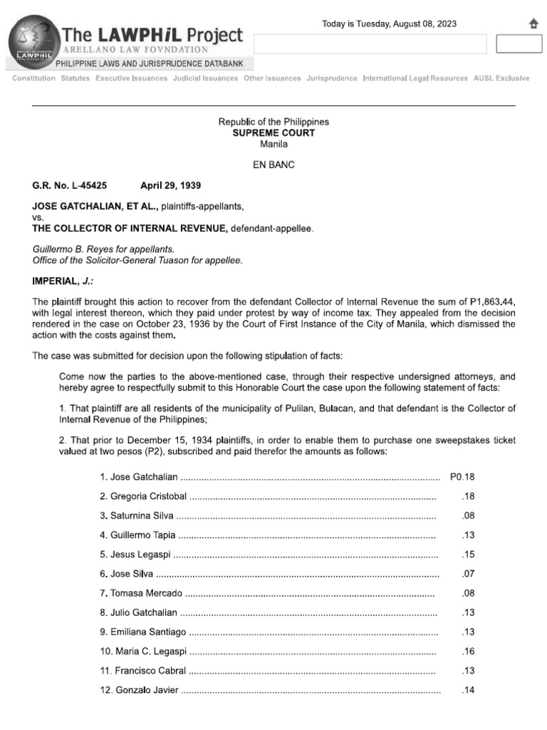 Gatchalian v. Collector of Internal Revenue | PDF