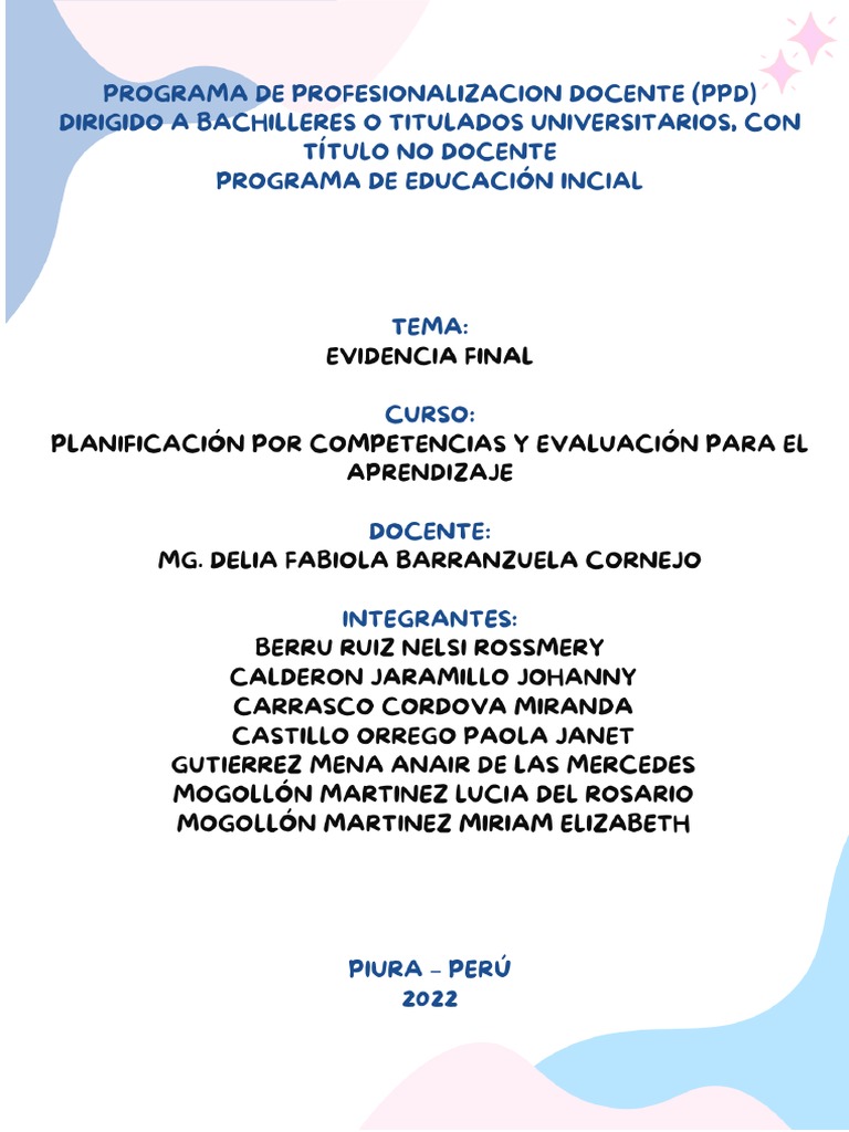 Evidencia Final - Planificacion | PDF | Plan de estudios | Evaluación