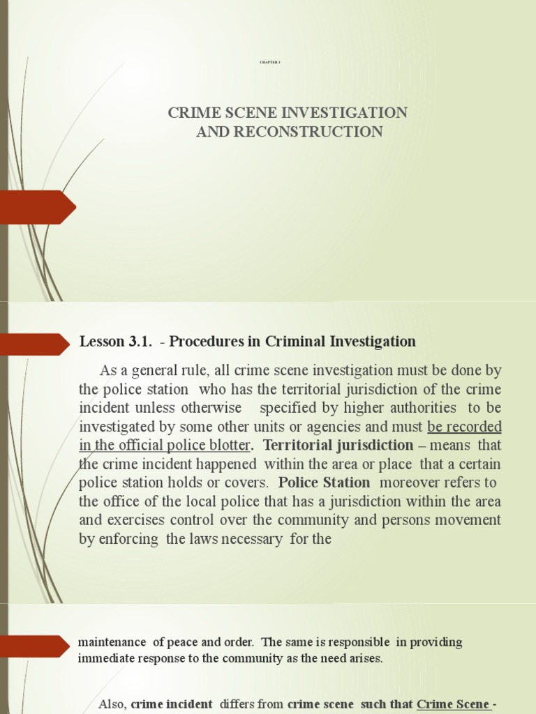 Cdi 1 Chapter 3 Pdf Crime Scene Police