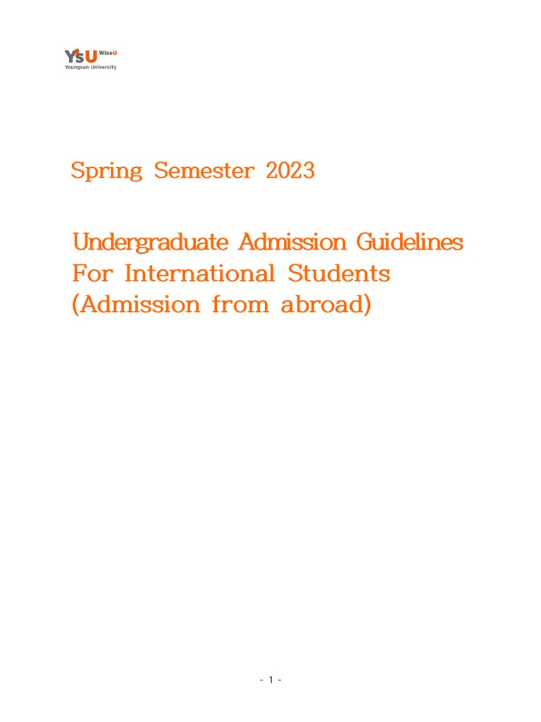 YSU 2. Undergraduate Admission Guidelines (Admissionfrom Abroad) 2023-Spring | PDF | University ...