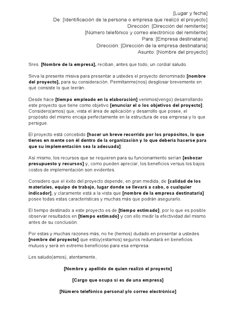 Carta de Presentacion de Un Proyecto | PDF
