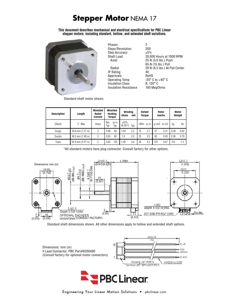 Data Sheet Stepper Motor Support | PDF