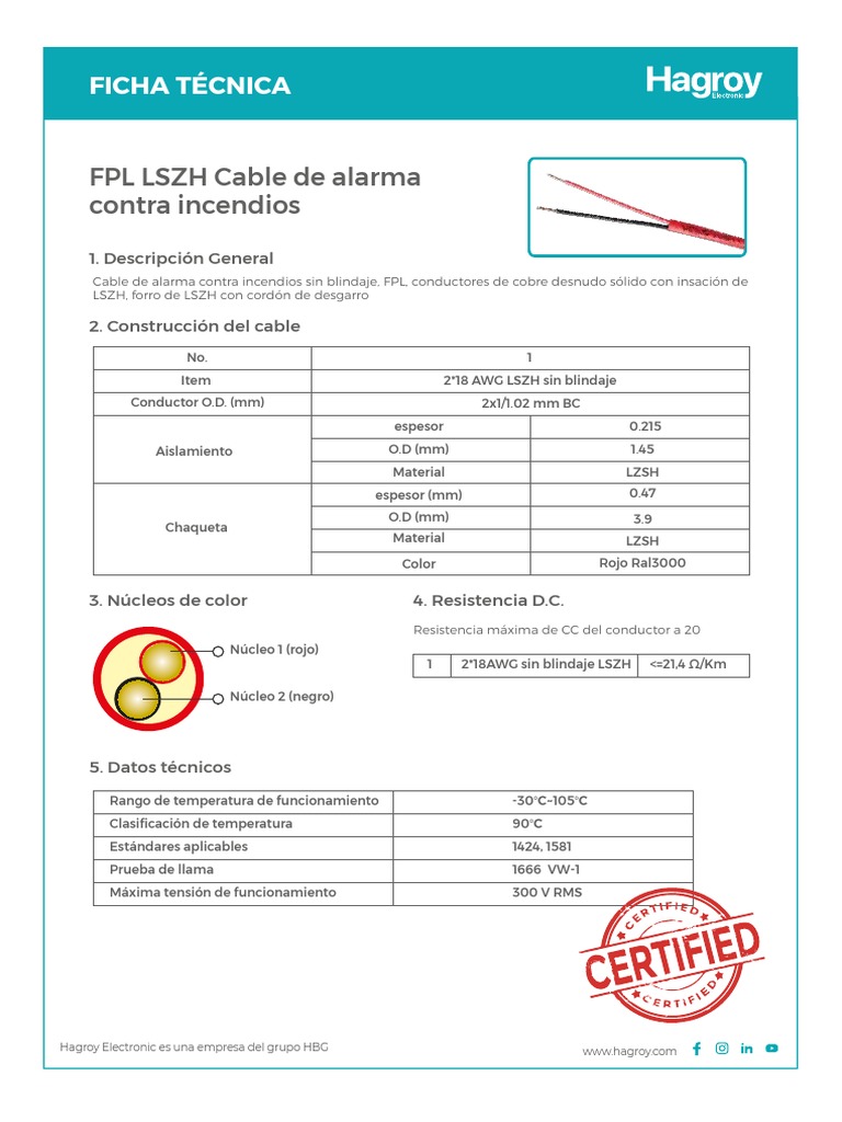 Ficha Tecnica Cable 2x18 AWG | PDF