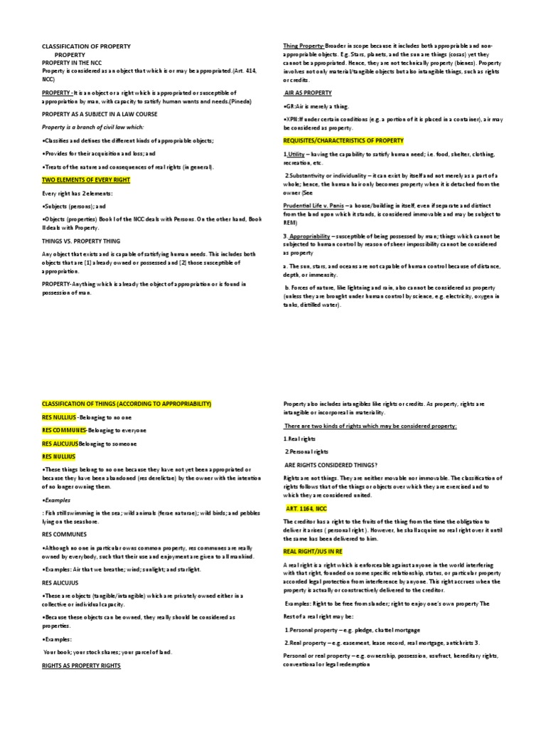 Classification of Property | PDF | Property | Civil Law (Common Law)