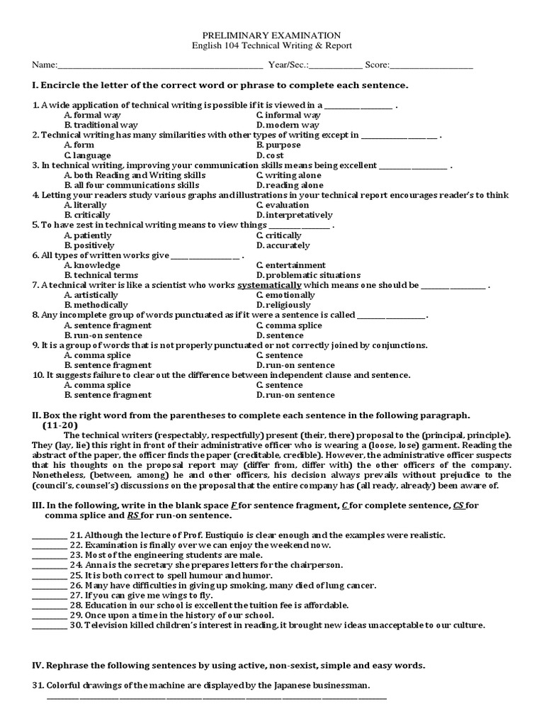 ENG 104-Prelim Exam | PDF