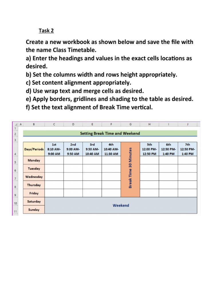 Timetable Excel | PDF